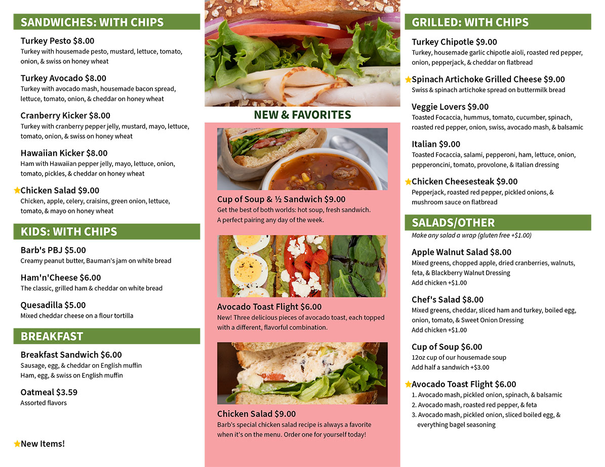 Deli Menu | Salads, Sandwich, & Drink | Lunch Menu | Bauman's