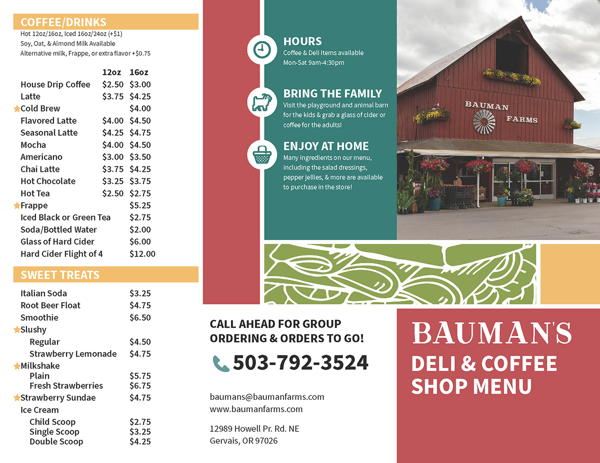 Deli Menu | Salads, Sandwich, & Drink | Lunch Menu | Bauman's